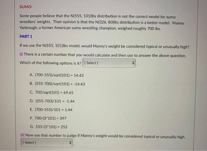 Solved Use the information below to answer the SUMO | Chegg.com