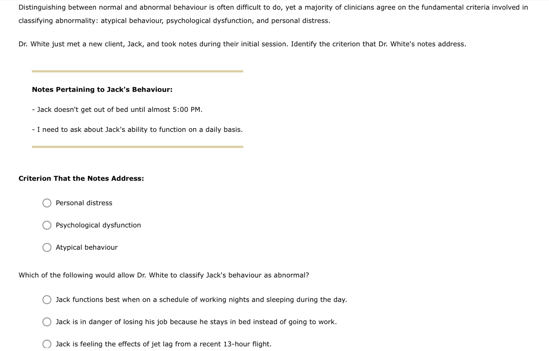Solved Distinguishing between normal and abnormal behaviour | Chegg.com