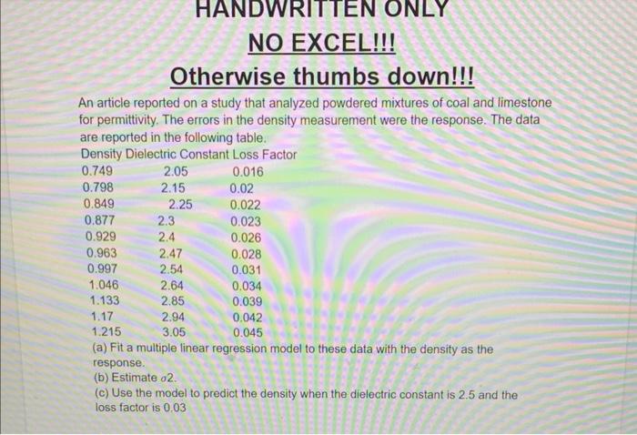 Solved HANDWRITTEN ONLY NO EXCEL!!! IF YOU USE EXCEL OR | Chegg.com