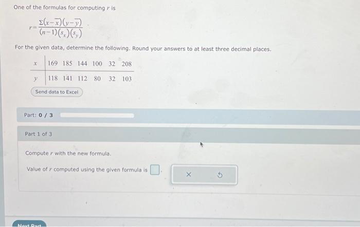 Solved One of the formulas for computing r is | Chegg.com