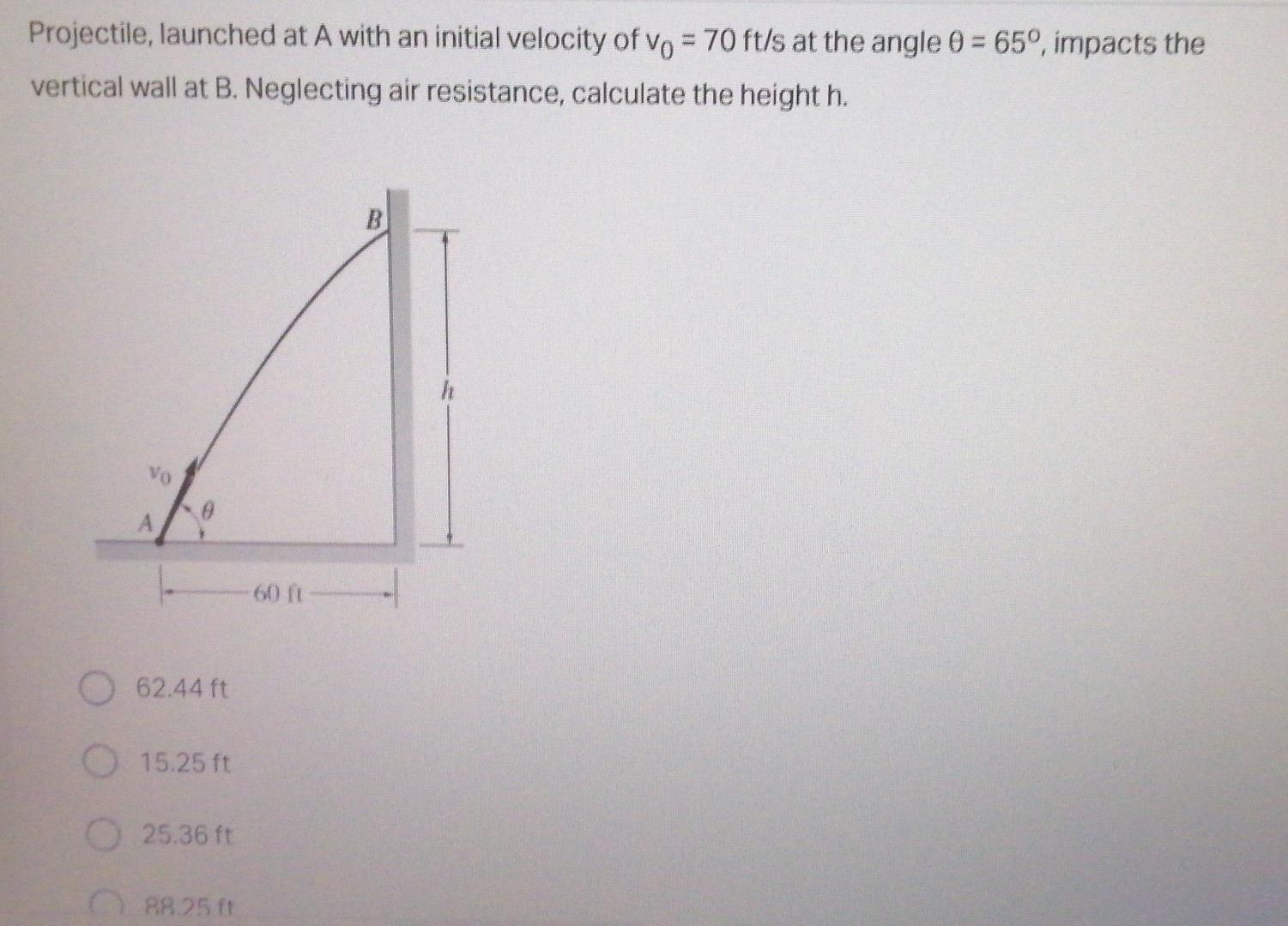 Solved Projectile, launched at A with an initial velocity of | Chegg.com