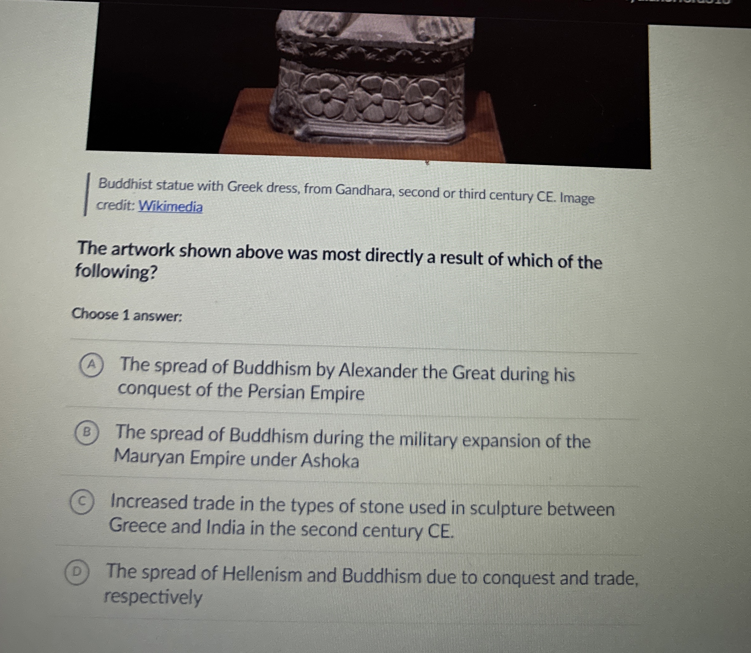 Solved Buddhist statue with Greek dress, from Gandhara, | Chegg.com