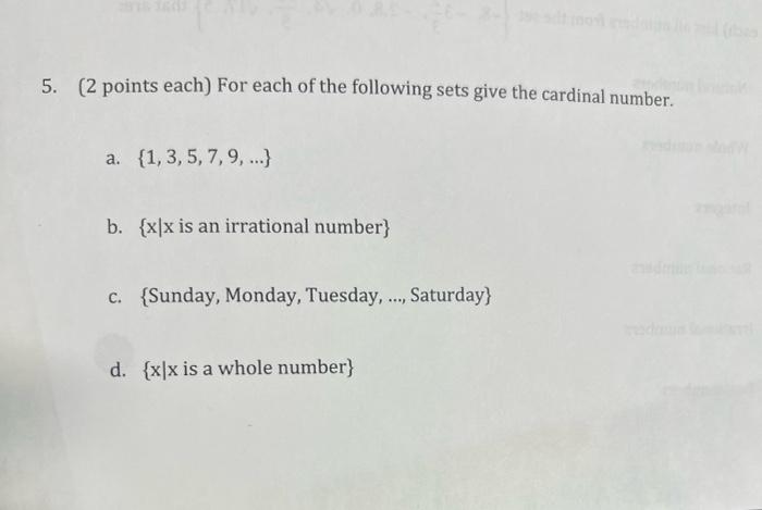Solved 5. ( 2 points each) For each of the following sets | Chegg.com