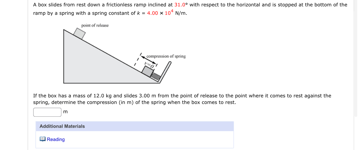 Solved A box slides from rest down a frictionless ramp | Chegg.com