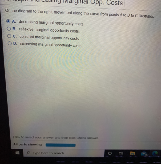 marginal Opp. Costs On the diagram to the right, | Chegg.com