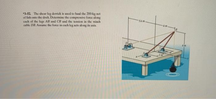 Solved *3-52. The shear leg derrick is used to haul the 200 | Chegg.com