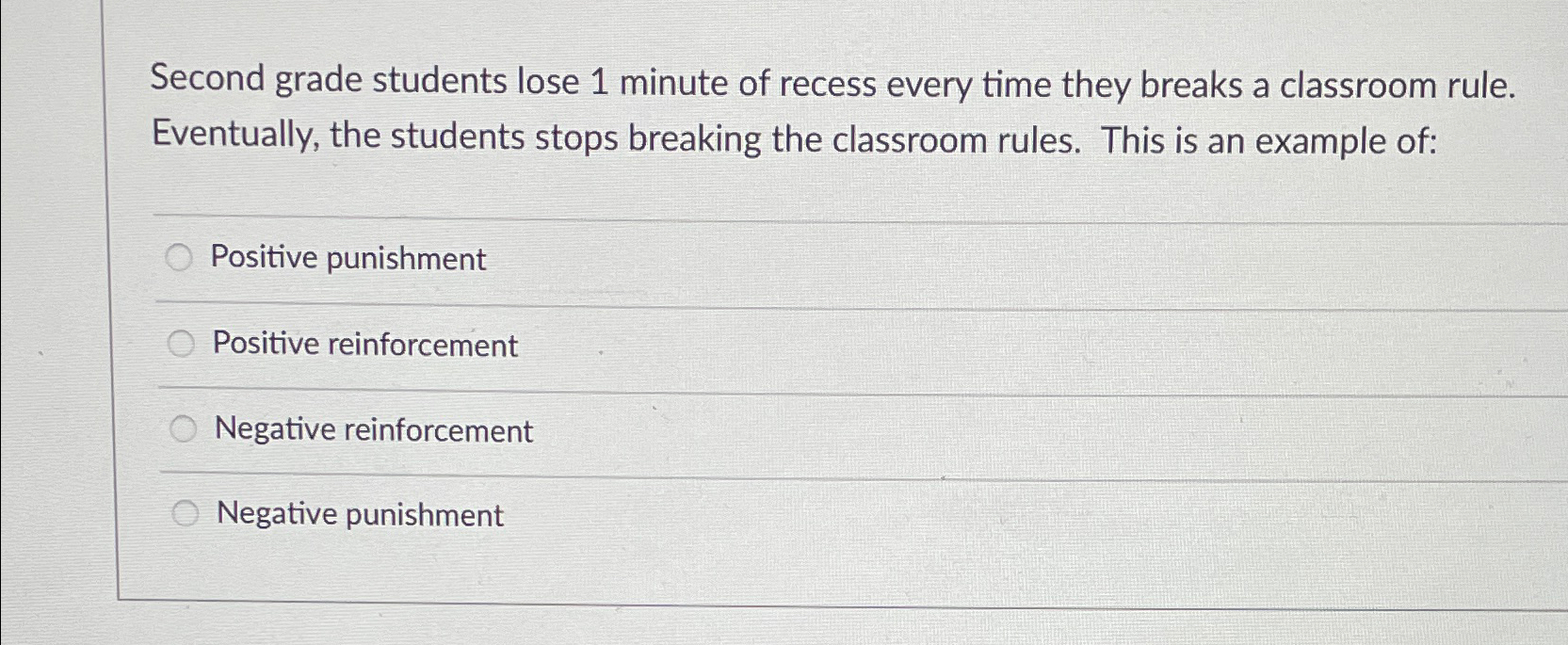 Solved Second grade students lose 1 ﻿minute of recess every | Chegg.com