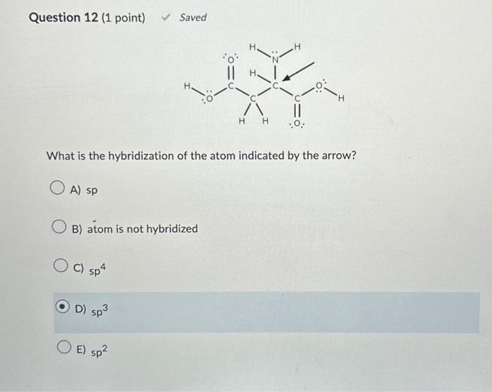 Solved In the molecule shown, how many atoms are; 1) sp | Chegg.com