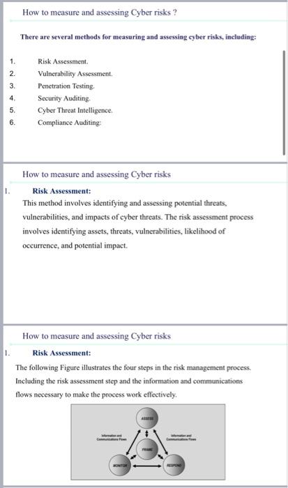 Solved How to measure and assessing Cyber risks ? There are | Chegg.com