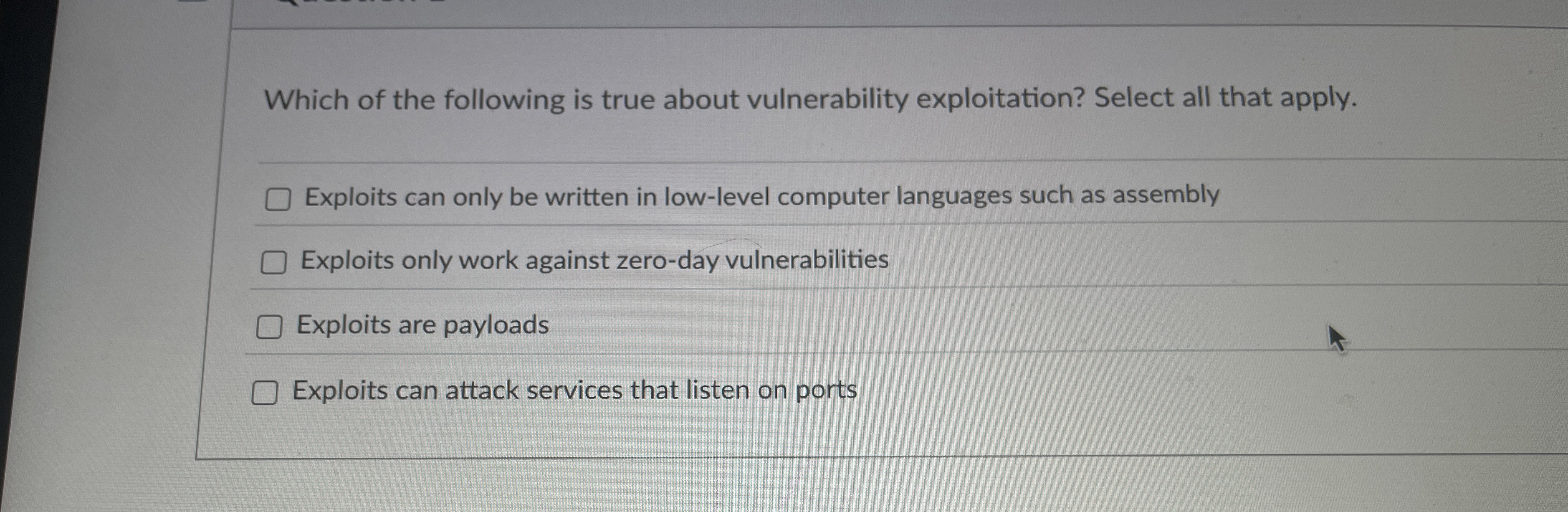 Solved Which of the following is true about vulnerability | Chegg.com