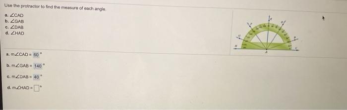 Solved Use the protractor to find the measure of each angle | Chegg.com