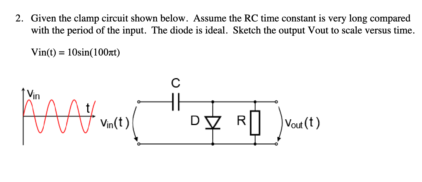 Solved Given the clamp circuit shown below. Assume the RC | Chegg.com