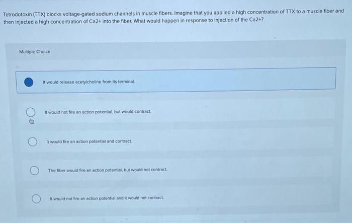Solved Tetrodotoxin (TTX) blocks voltage-gated sodium | Chegg.com