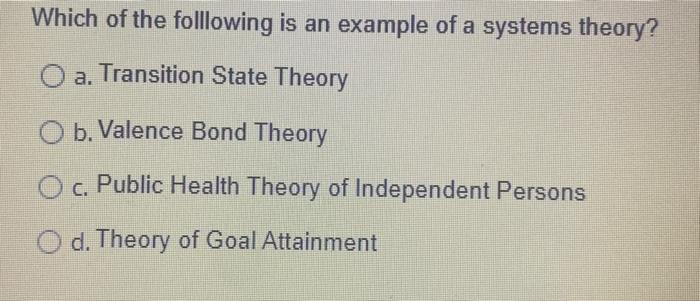 Which of the folllowing is an example of a systems | Chegg.com