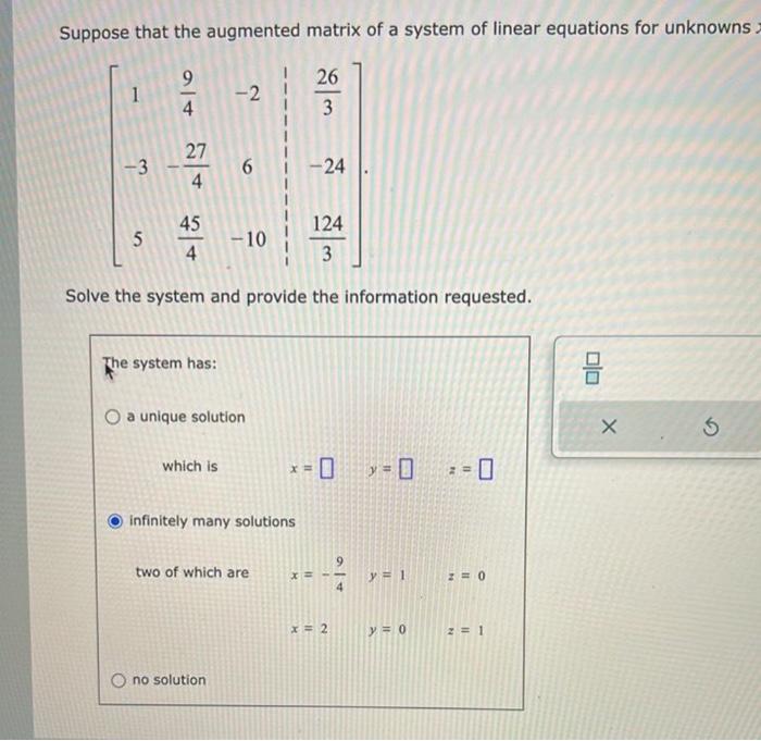 Solved Suppose that the augmented matrix of a system of | Chegg.com