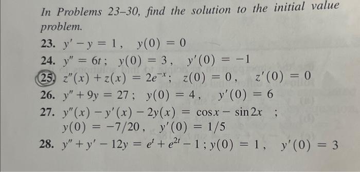 Solved In Problems 23-30, find the solution to the initial | Chegg.com