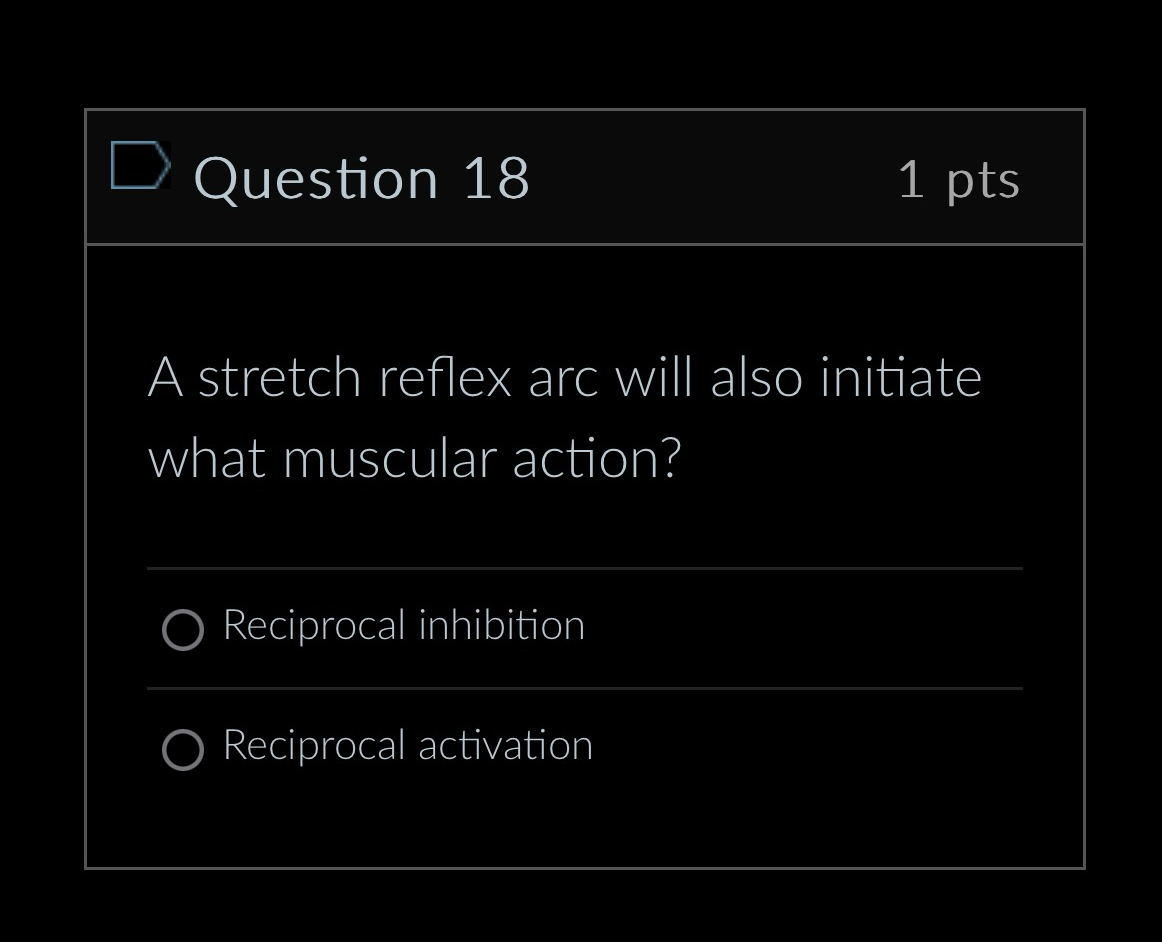 Solved Question 181 ﻿ptsA stretch reflex arc will also | Chegg.com