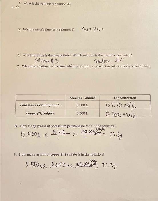 Solved Experiment 11: Solution Concentration NAME: Section | Chegg.com