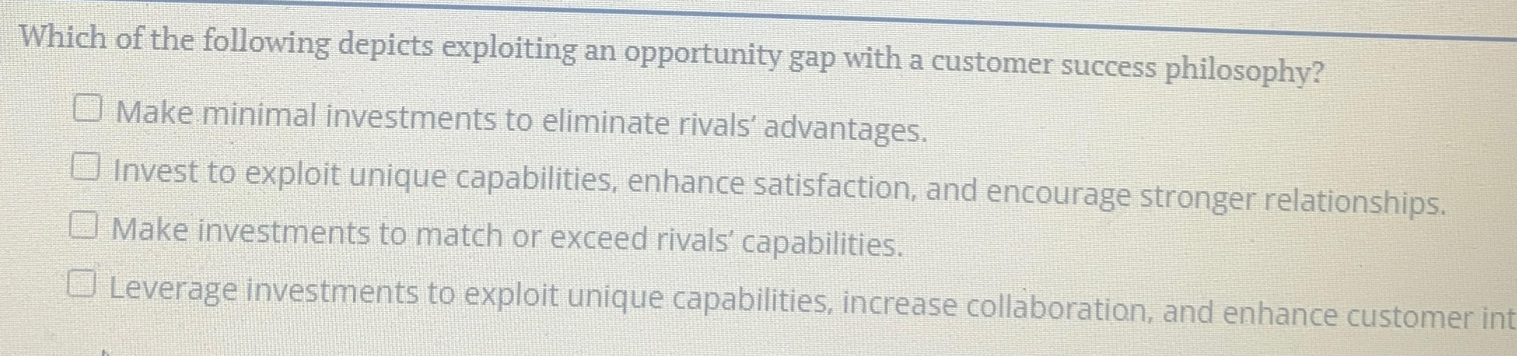 Solved Which of the following depicts exploiting an | Chegg.com