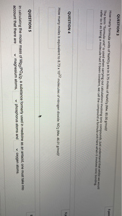 Solved QUESTION 3 How many formula units of NaNO3 are in | Chegg.com