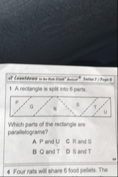 Solved 1 ﻿A rectangle is split into 6 ﻿parts.Which parts of | Chegg.com