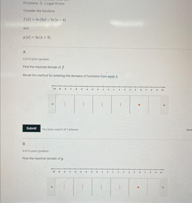 Solved Problem 3: Logarithms Consider the functions | Chegg.com