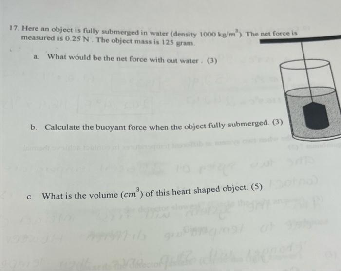 Solved b. Calculate the buoyant force when the object fully | Chegg.com