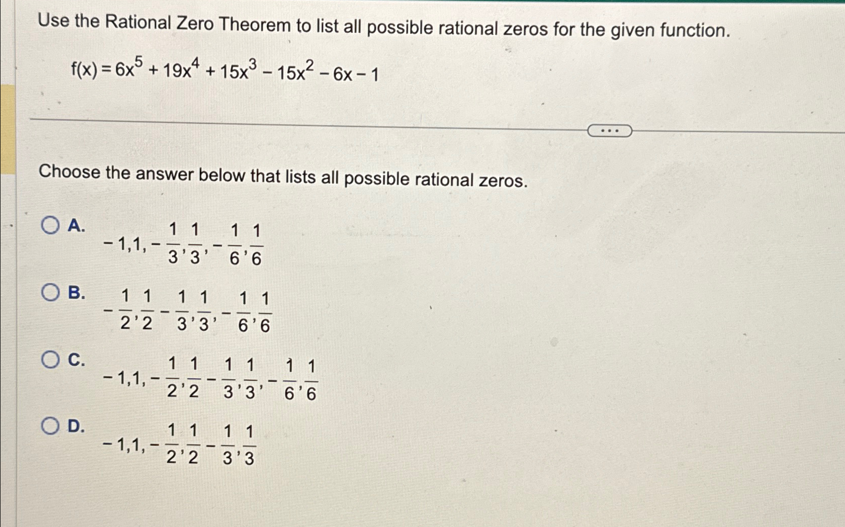 Solved Use the Rational Zero Theorem to list all possible | Chegg.com