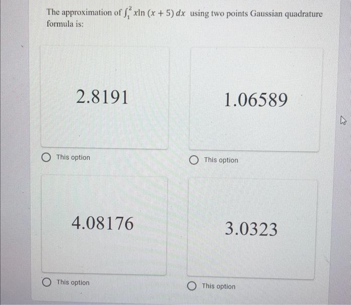 Solved The approximation of | xln (x + 5) dx using two | Chegg.com