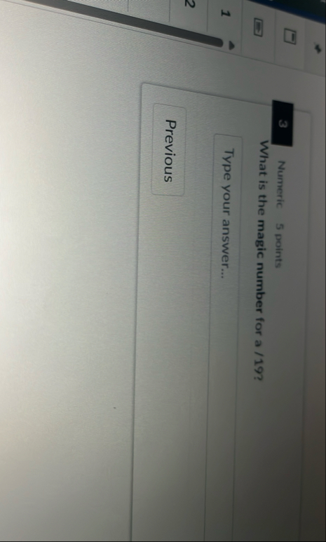 Solved 3Numeric5 ﻿pointsWhat is the magic number for a | Chegg.com