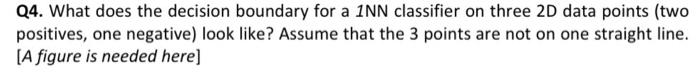 Solved Q4. What does the decision boundary for a 1NN | Chegg.com