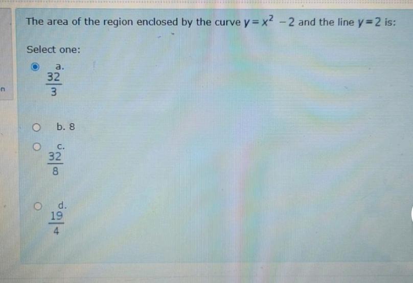 Solved The area of the region enclosed by the curve y=x2-2 | Chegg.com