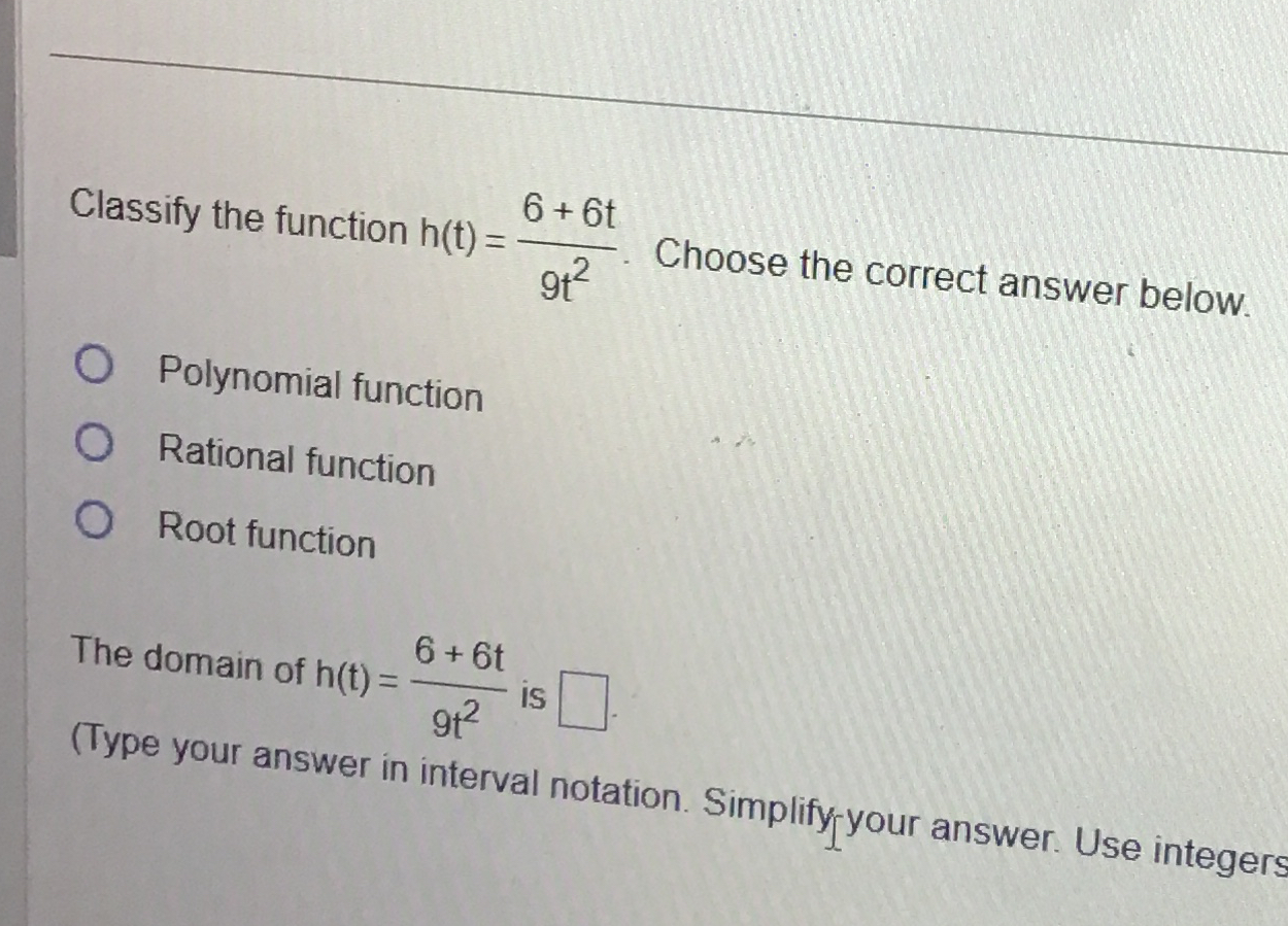 Solved Classify The Function Ht66t9t2 ﻿choose The 2020