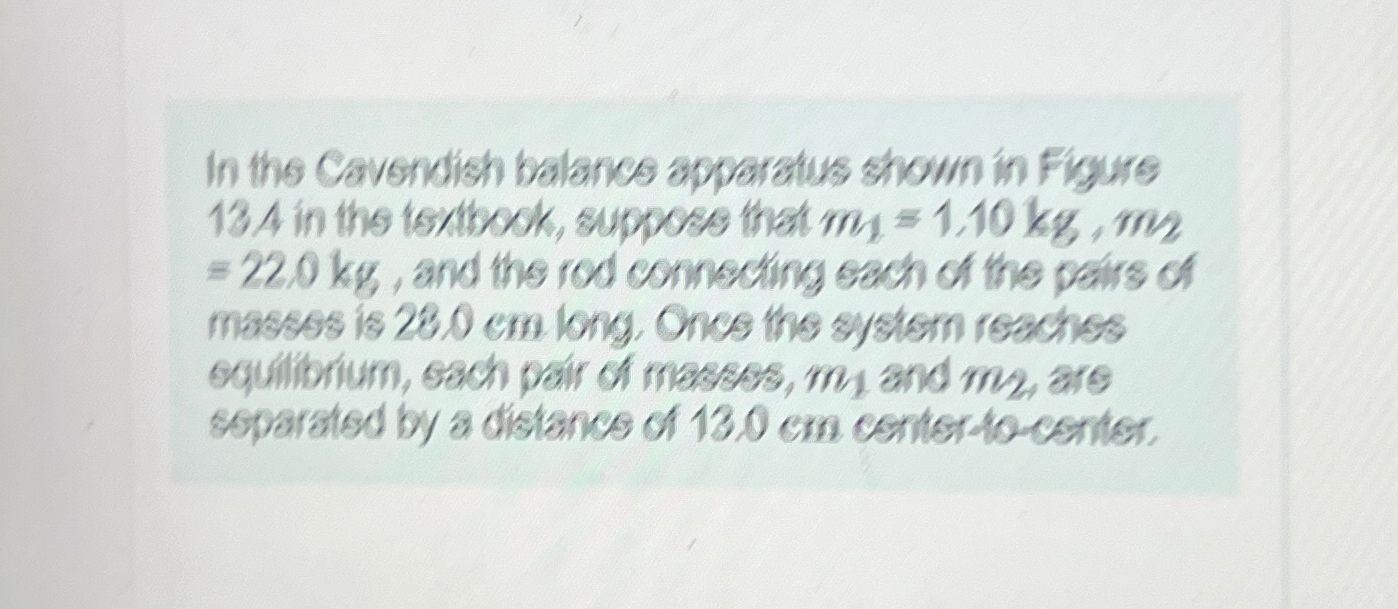 Solved In the Cavendish balance apparatus shown in Figure | Chegg.com