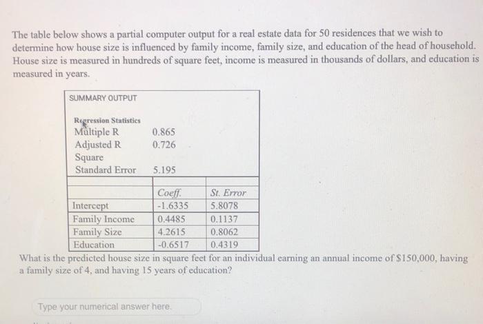 Solved The table below shows a partial computer output for a | Chegg.com