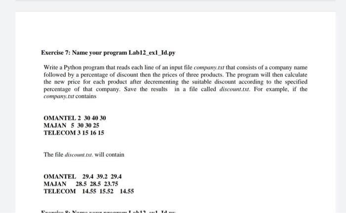 Solved Exercise 7: Name your program Lab12_exl_id.py Write a | Chegg.com