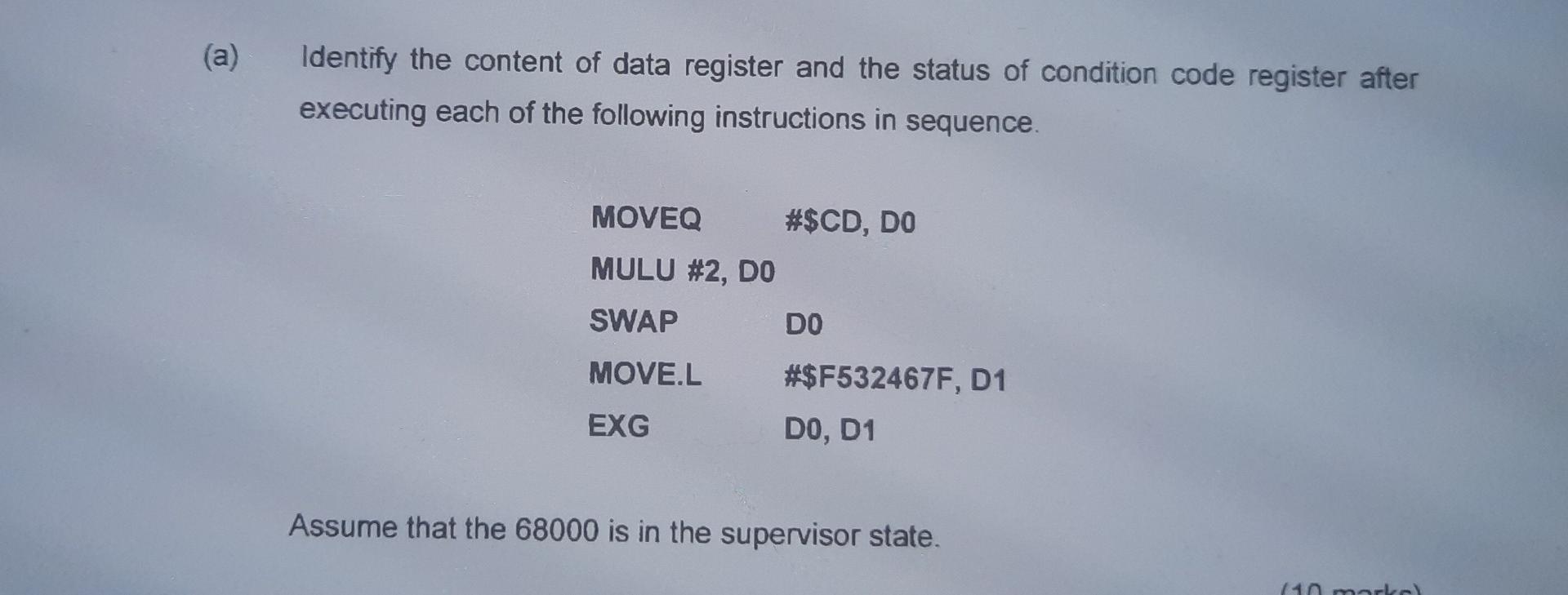 Solved (a) Identify the content of data register and the | Chegg.com