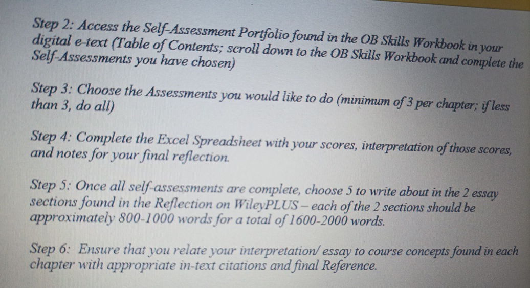 Solved Step 2: Access the Self-Assessment Portfolio found in | Chegg.com