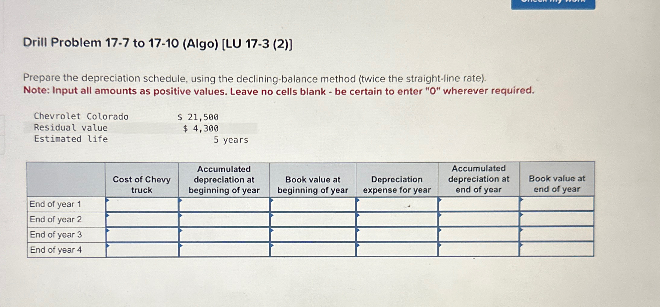 Solved Drill Problem 17-7 ﻿to 17-10 (Algo) [LU | Chegg.com
