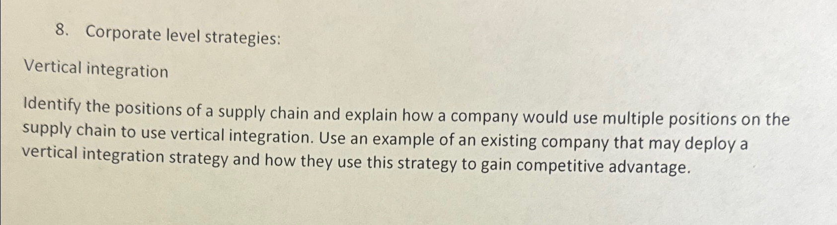 Solved Corporate level strategies:Vertical | Chegg.com