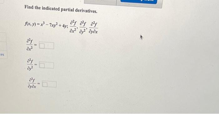 Solved Find the indicated partial derivatives. | Chegg.com