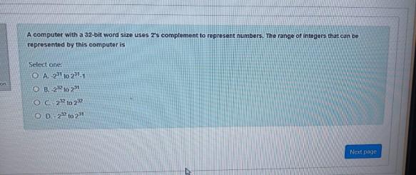 Solved A computer with a 32-bit word size uses 2's | Chegg.com