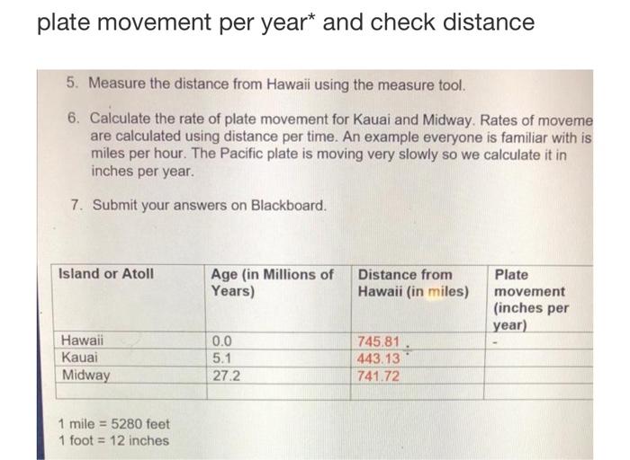 Solved plate movement per year* and check distance 5. | Chegg.com