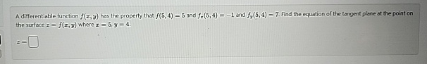 Solved A differentiable function f(x,y) ﻿has the property | Chegg.com