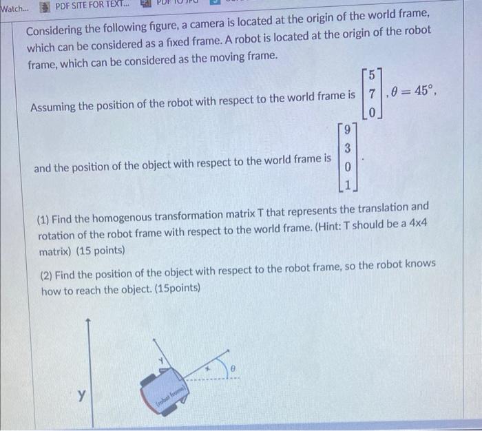 Solved Considering the following figure, a camera is located | Chegg.com