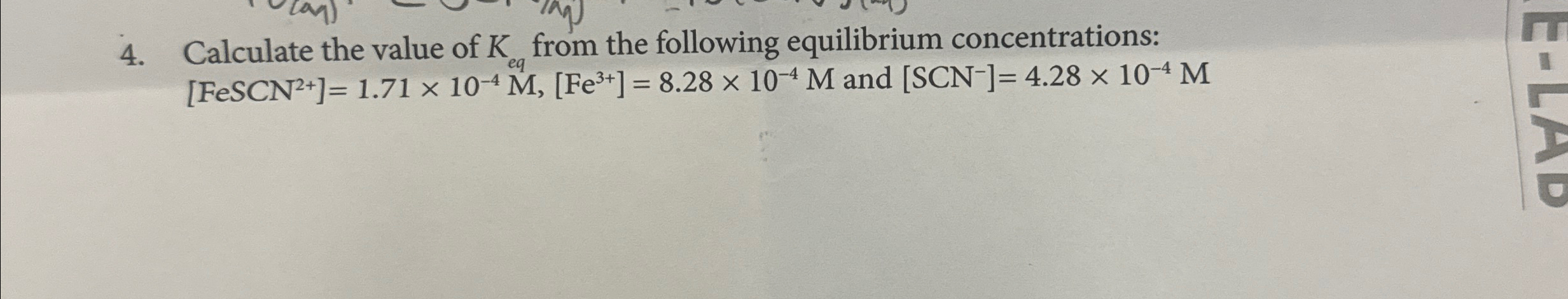 Solved Calculate the value of Keq ﻿from the following | Chegg.com