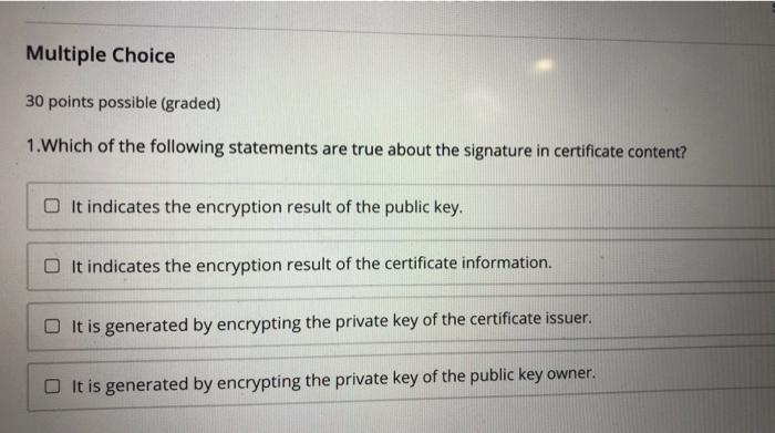 Solved Multiple Choice 30 points possible (graded) 1. Which | Chegg.com