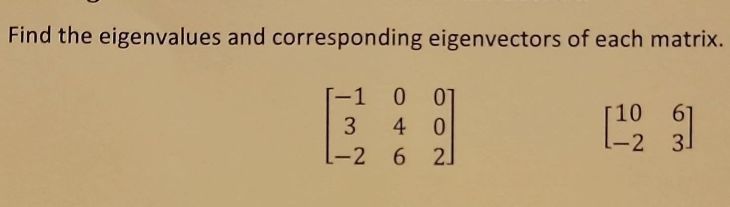 Solved Find the eigenvalues and corresponding eigenvectors | Chegg.com