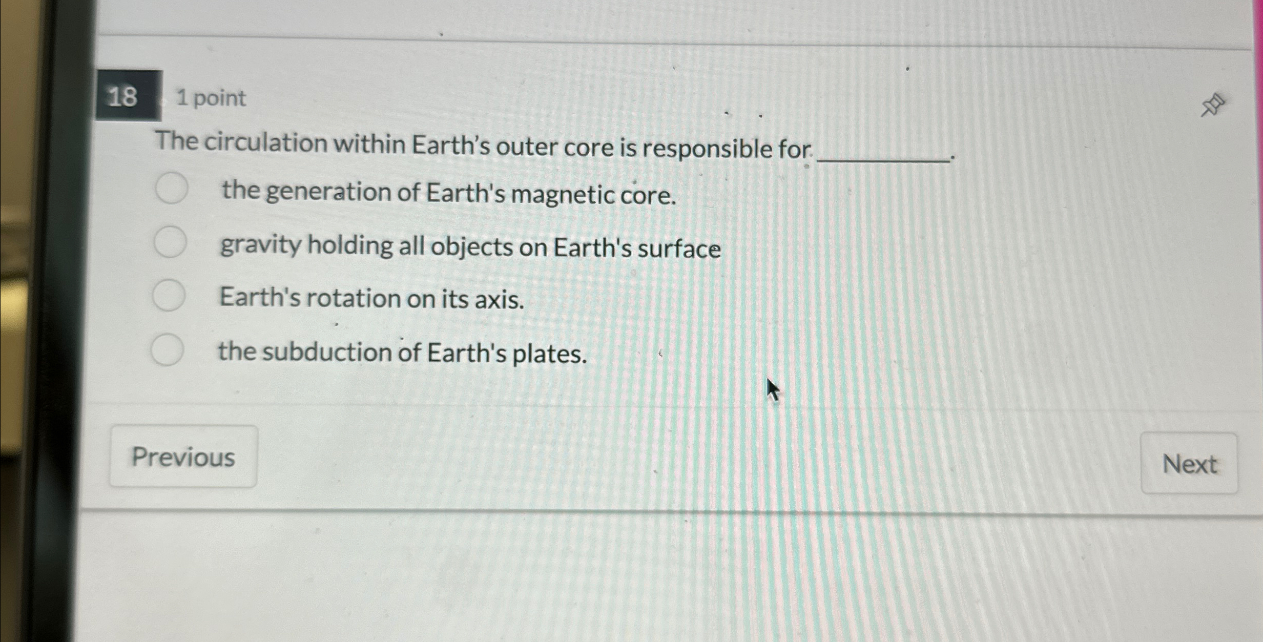 Solved 1 ﻿pointThe circulation within Earth's outer core is | Chegg.com