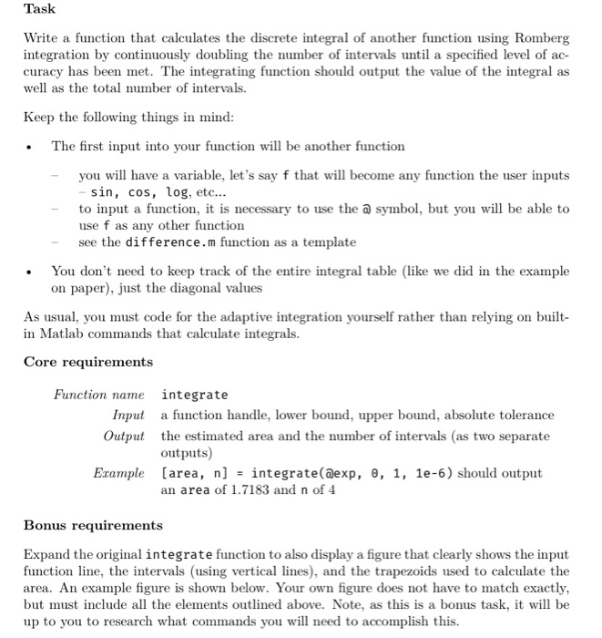 Solved Task Write Function Calculates Discrete Integral Another Function Using Romberg 4884